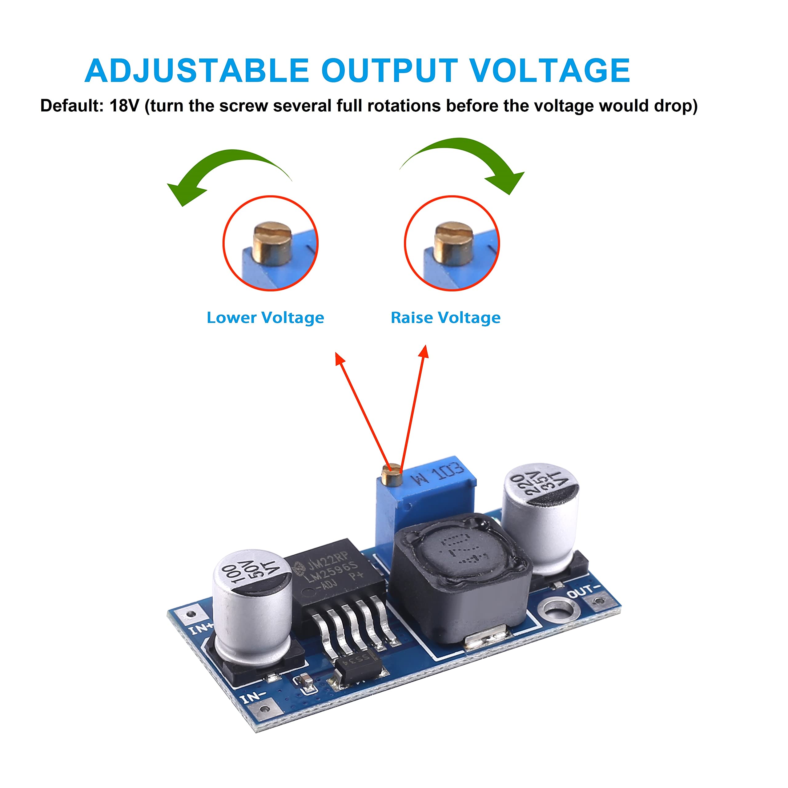 Snapklik.com : PlusRoc 20 Pack LM2596 DC To DC Buck Converter High ...