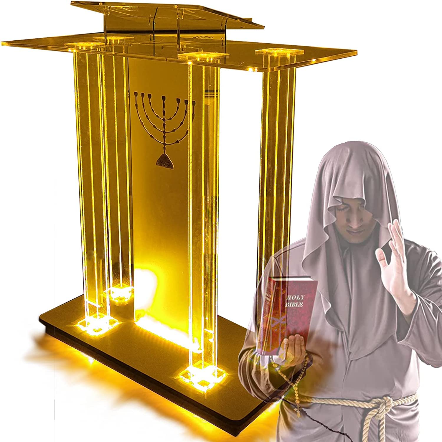 Buy Portable Church Pulpit, Large Rolling Acrylic Floor Pulpit, Clear ...