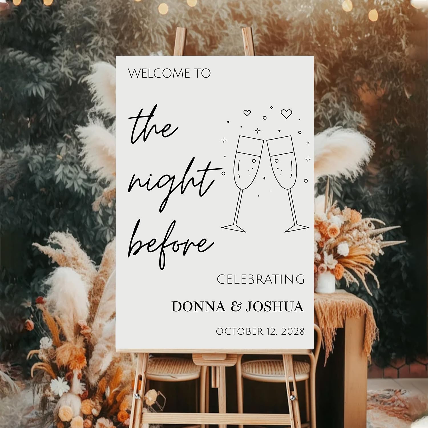 Amazon.com : Editable The Night Before Welcome Sign, Champagne Glasses ...