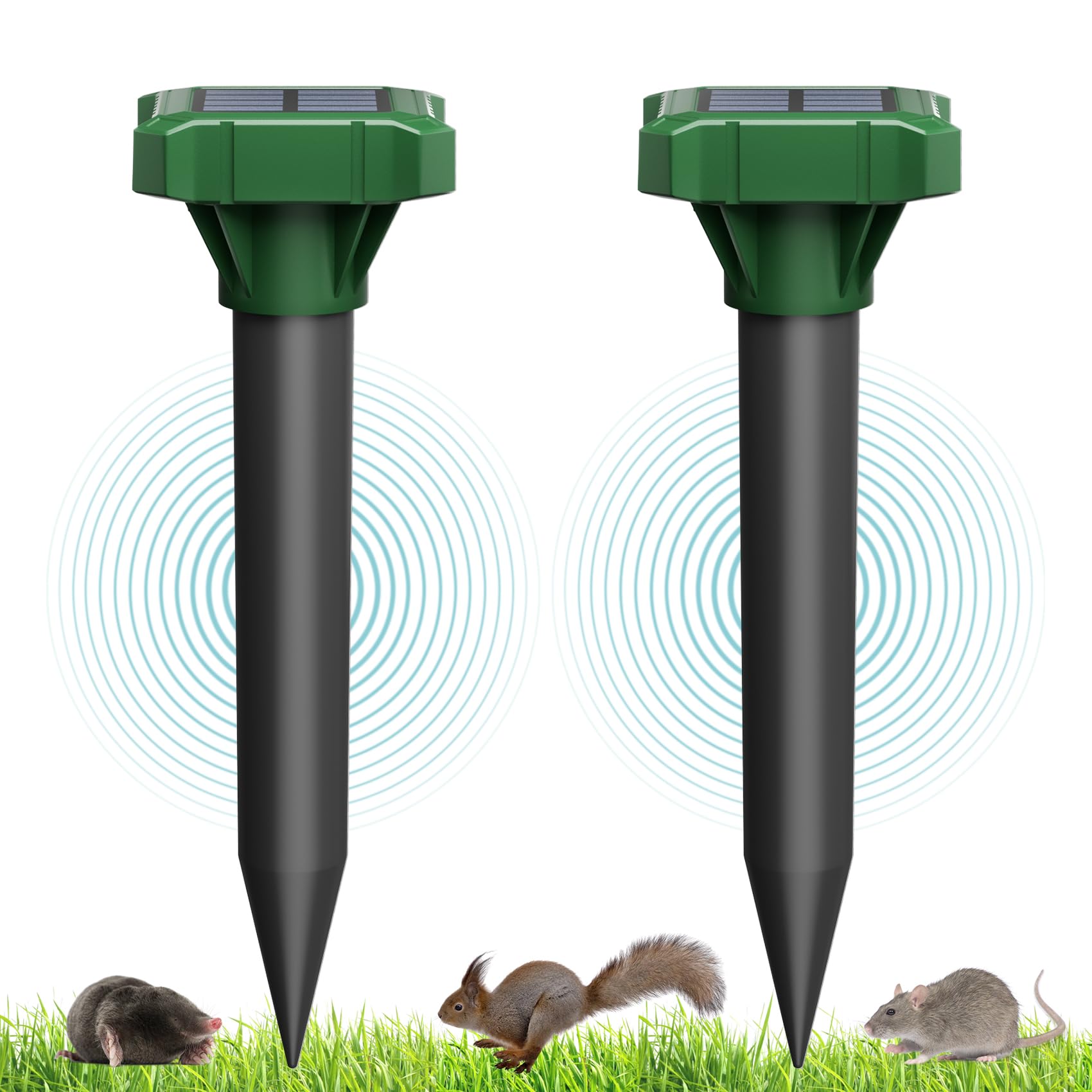 Mole Repellent, 2 Packs Excellent Mole Traps, Solar Charging Works ...