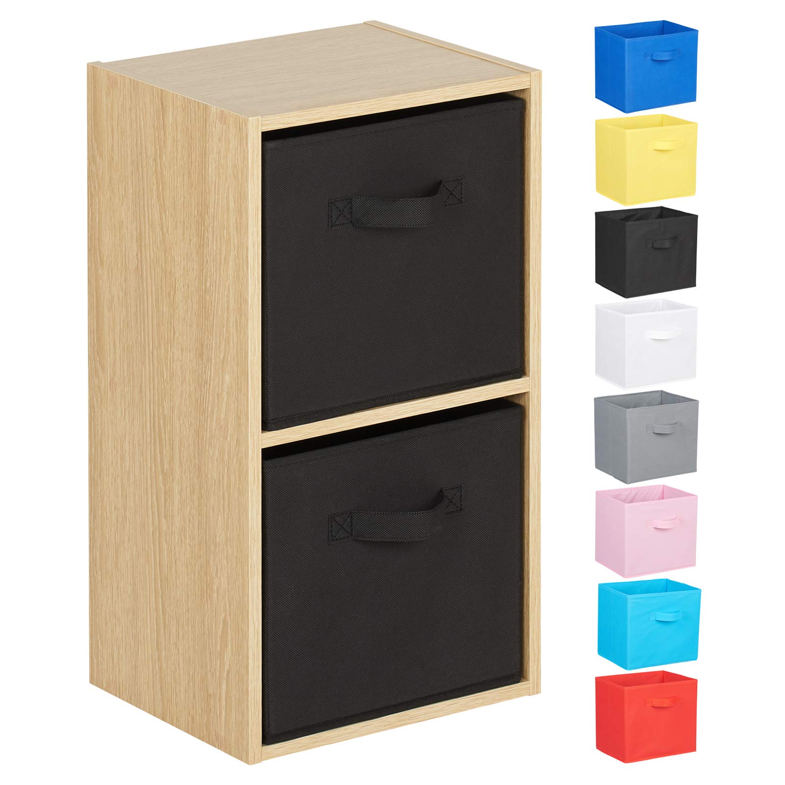 Hartleys 2 Tier Oak Cube Unit - Black Storage Boxes : Amazon.co.uk ...