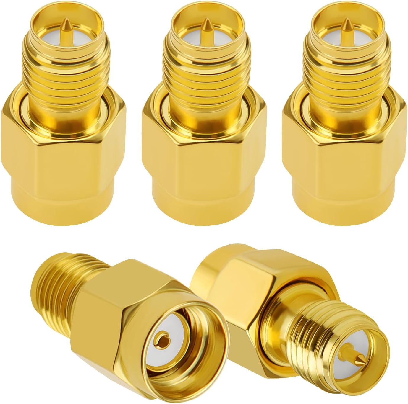 KUOQIY 5 PCS RP-SMA Male to RP-SMA Female Adaptor, SMA Coaxial Coax ...