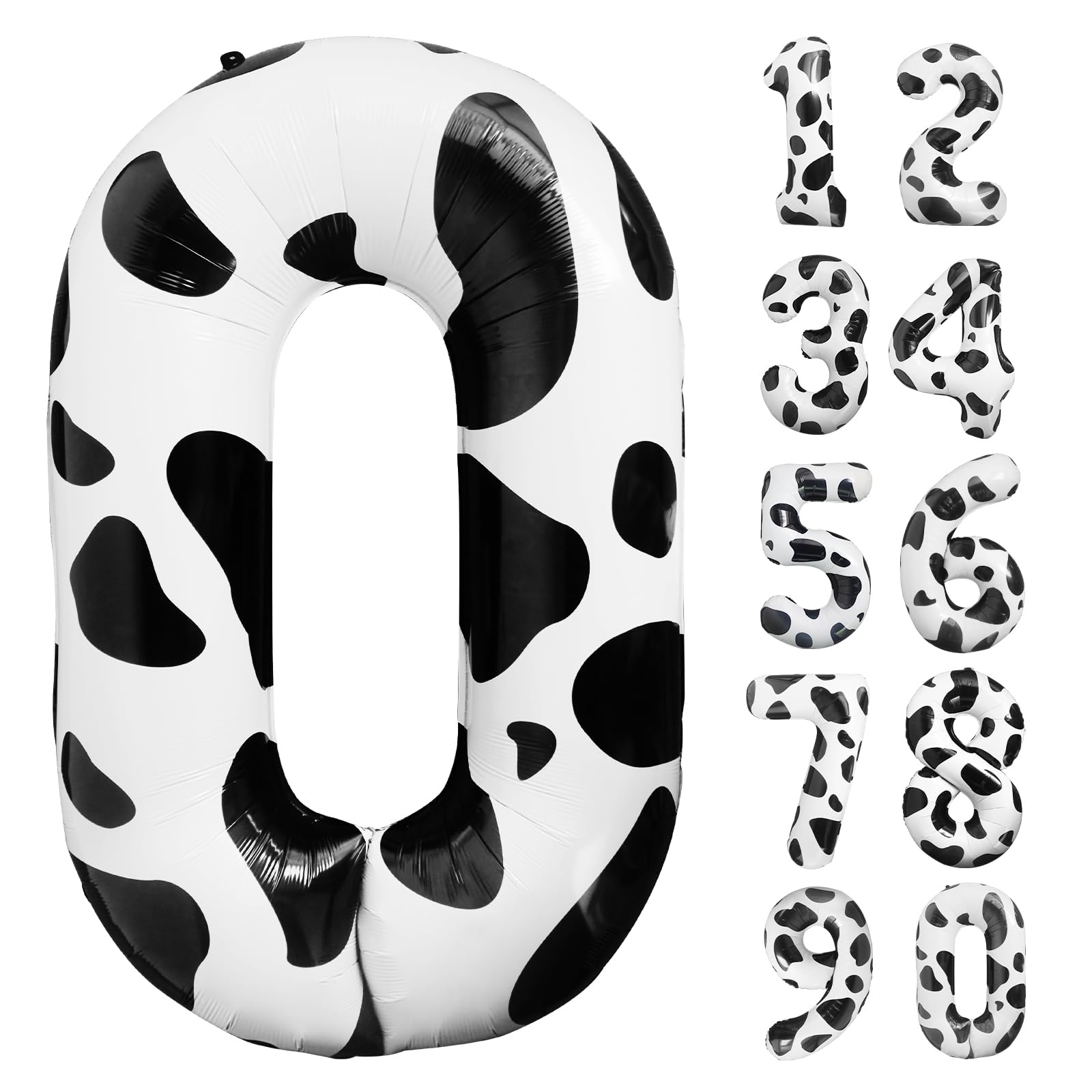 Snapklik.com : Cow Print 40 Inch Number 0 Birthday Balloon - Black ...