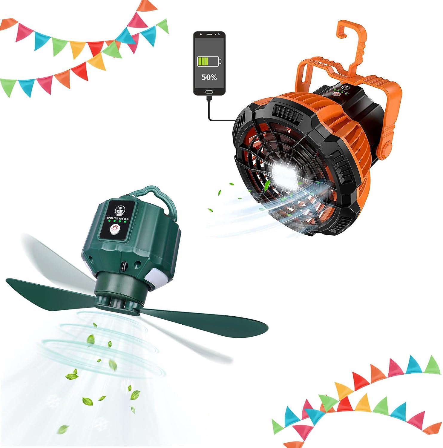 Amazon.com: DUKUSEEK Camping Tent Fan, Portable Ceiling Tent Fan with ...