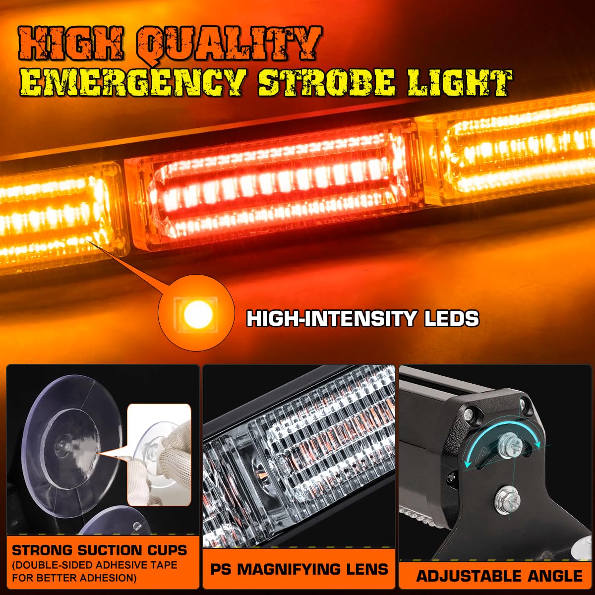 Snapklik.com : LRTER 2x177 LED Windshield Emergency Light Bar Interior ...