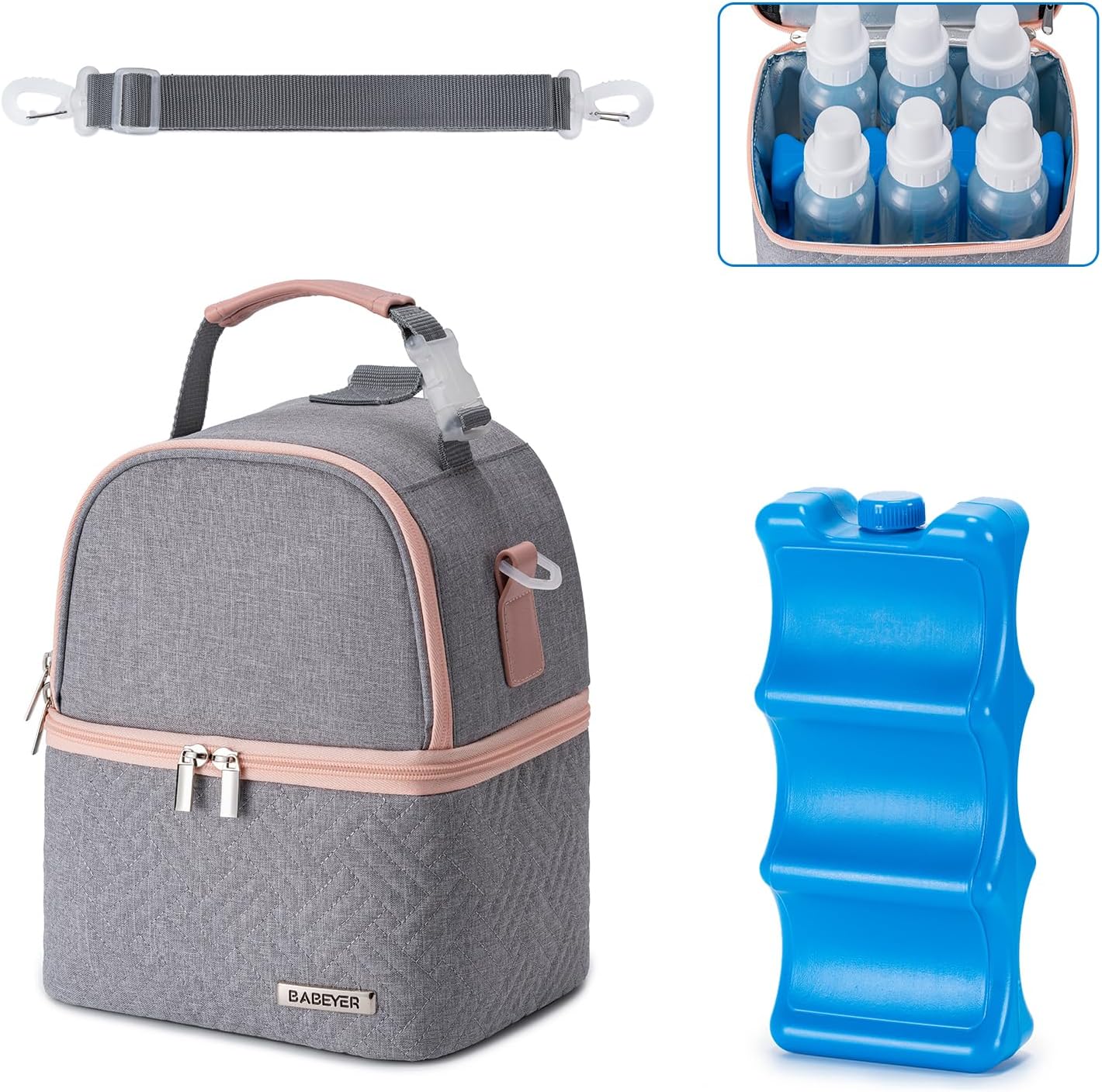 Amazon.com: BABEYER Breastmilk Cooler Bag with Ice Pack Fits 6 Baby ...