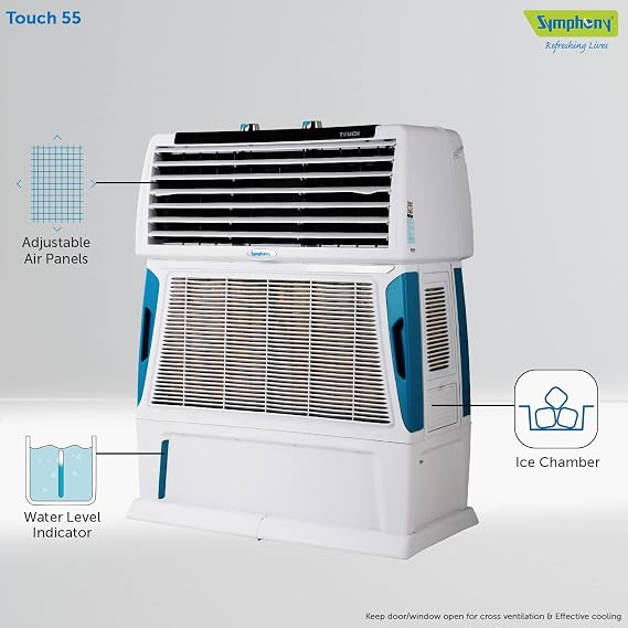 Symphony Touch 55 Personal Air Cooler - 4 Side Aspen Pads - Powerful ...