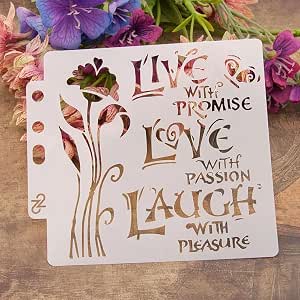 Amazon.com : Stencils for Painting,13x13cm Love Live Laugh Drawing ...