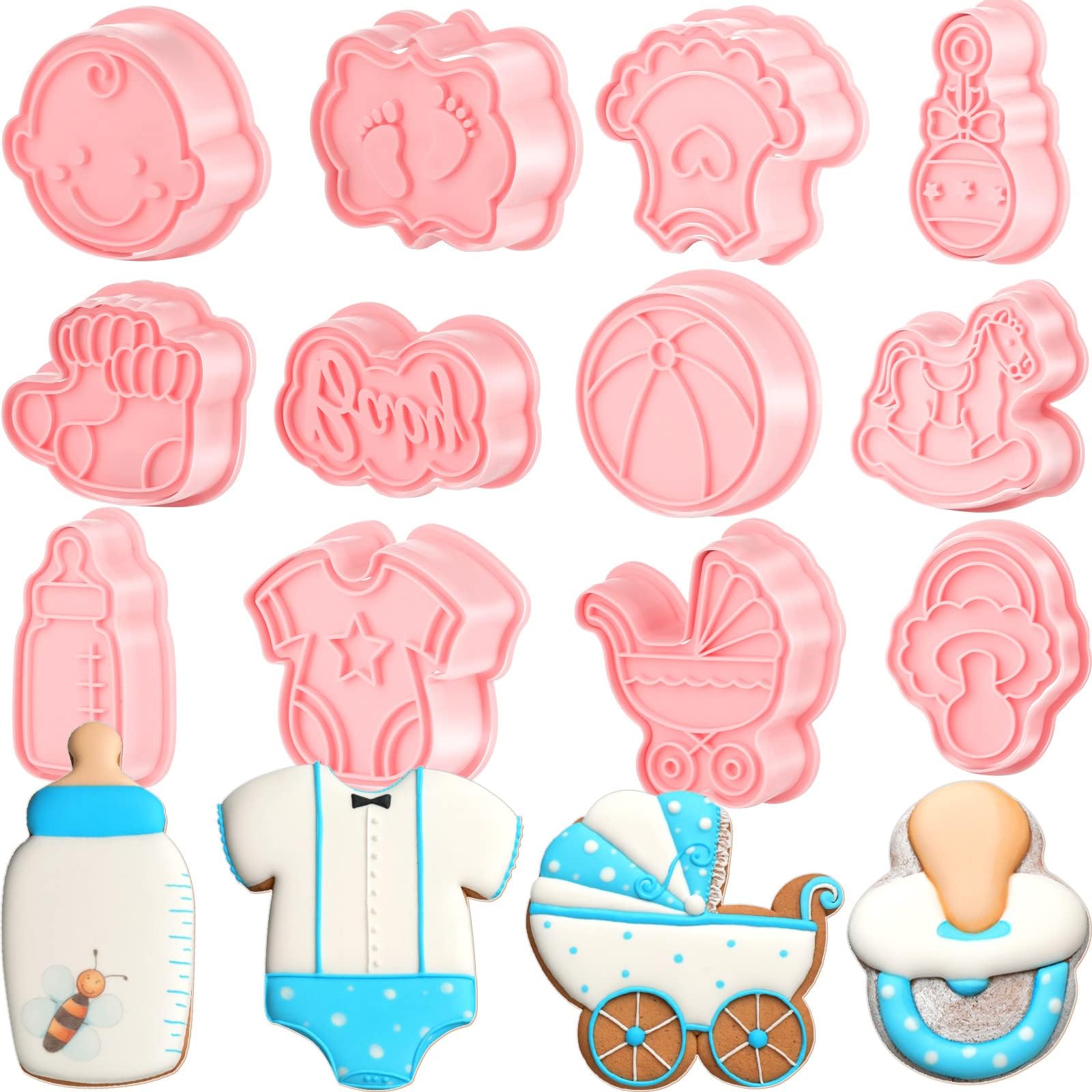 Amazon.com: Jinei 16 Pcs Baby Shower Cookie Cutters Kids Cookie Cutter ...