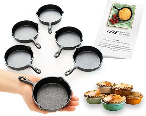 Amazon.com: KUHA Mini Cast Iron Skillets 4' (Pack of 6) - Black Non ...