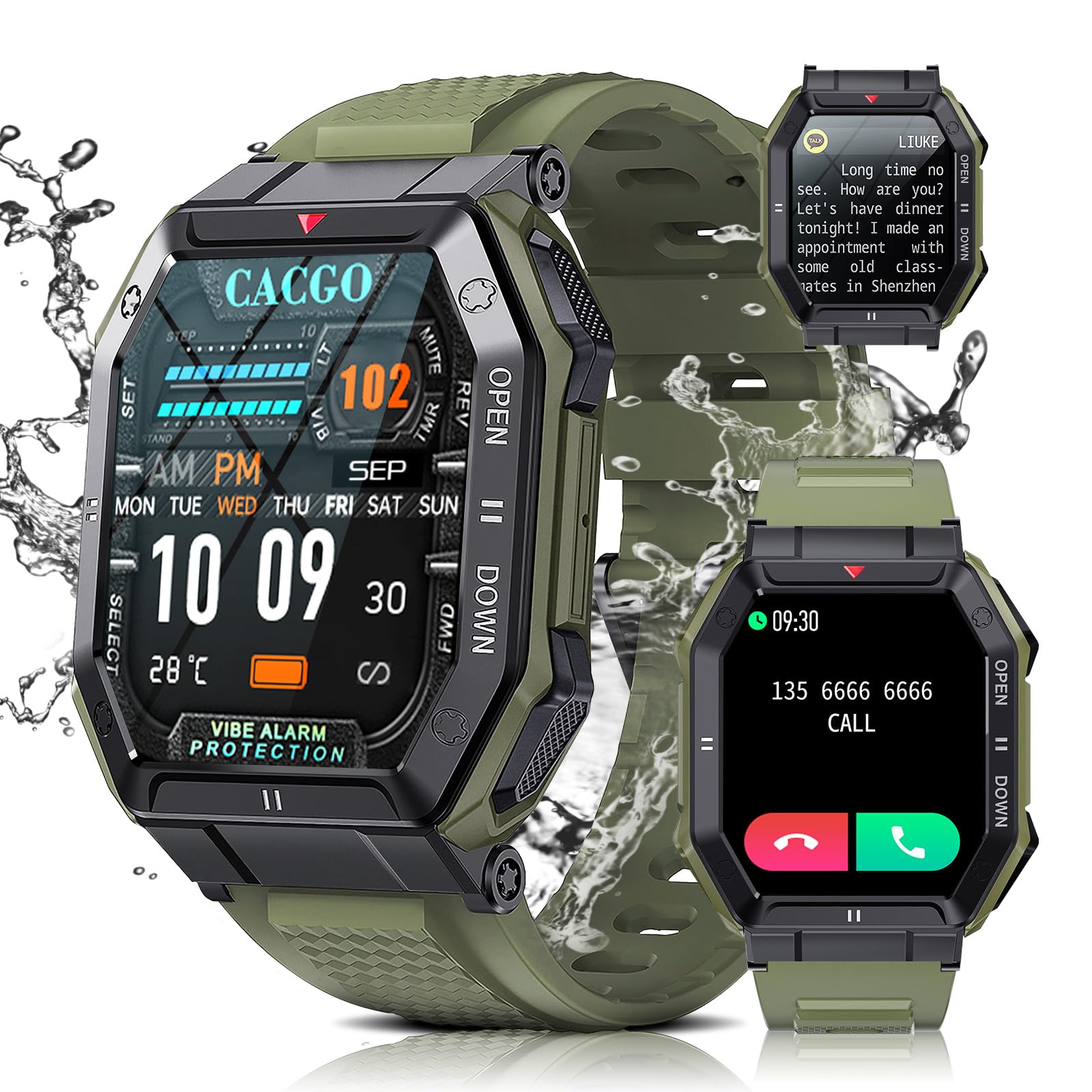 Military Smart Watch for Men(Bluetooth Answer/Make Calls), 1.85'' HD ...