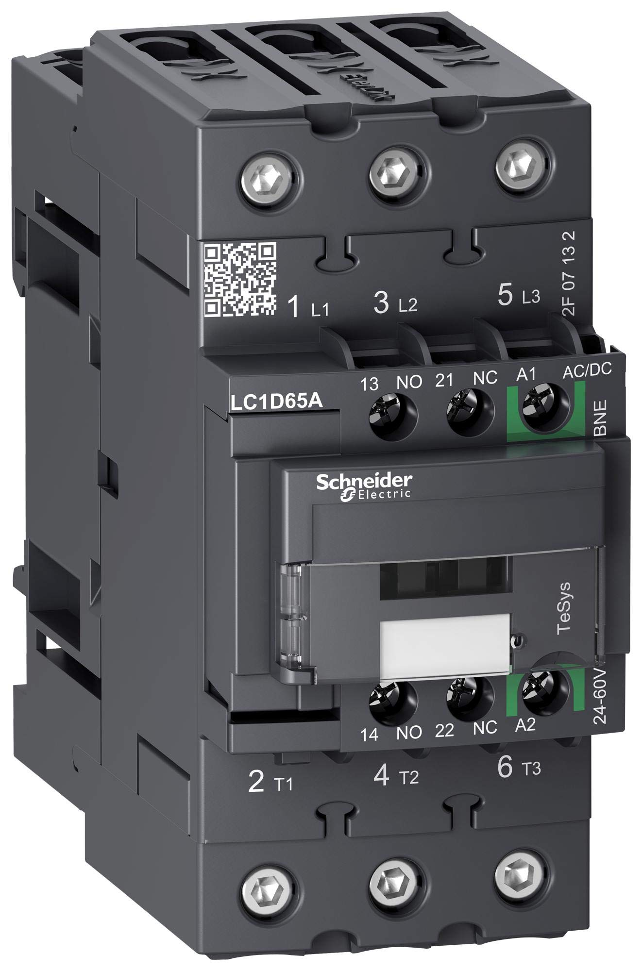 SCHNEIDER ELECTRIC LC1D65ABNE Contactor, Non-reversing, 65 A, DIN Rail ...