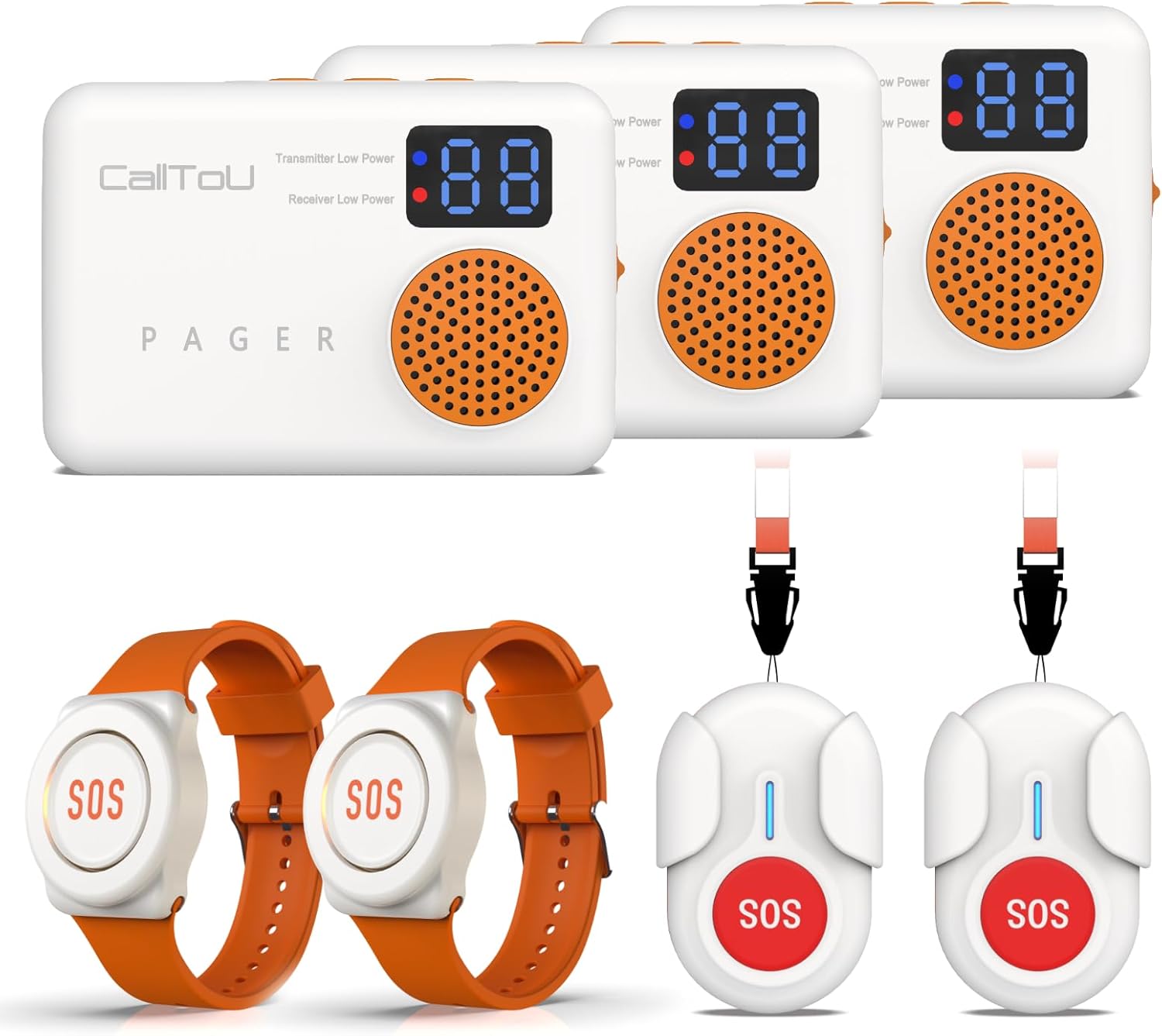 Amazon.com: CallToU Caregiver Pager Wireless Wristband Call Buttons ...