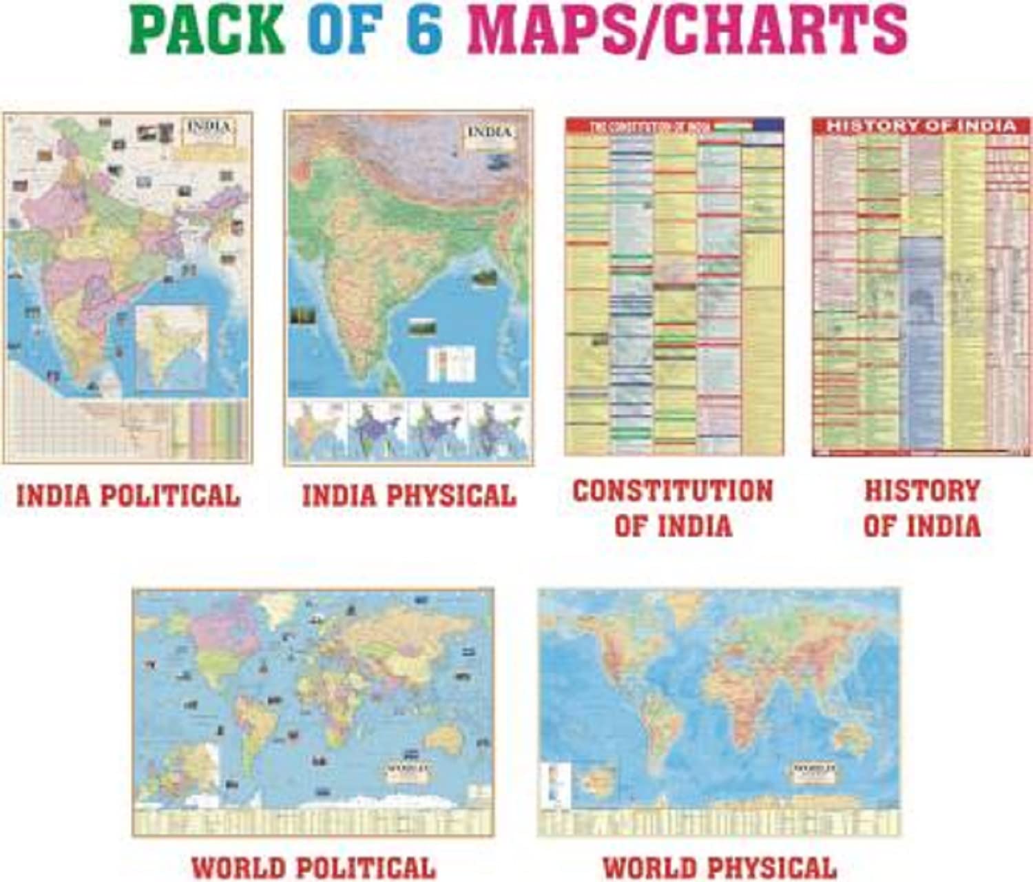Buy (SET OF 6)CONSTITUTION OF INDIA & HISTORY OF INDIA CHARTS AND INDIA ...