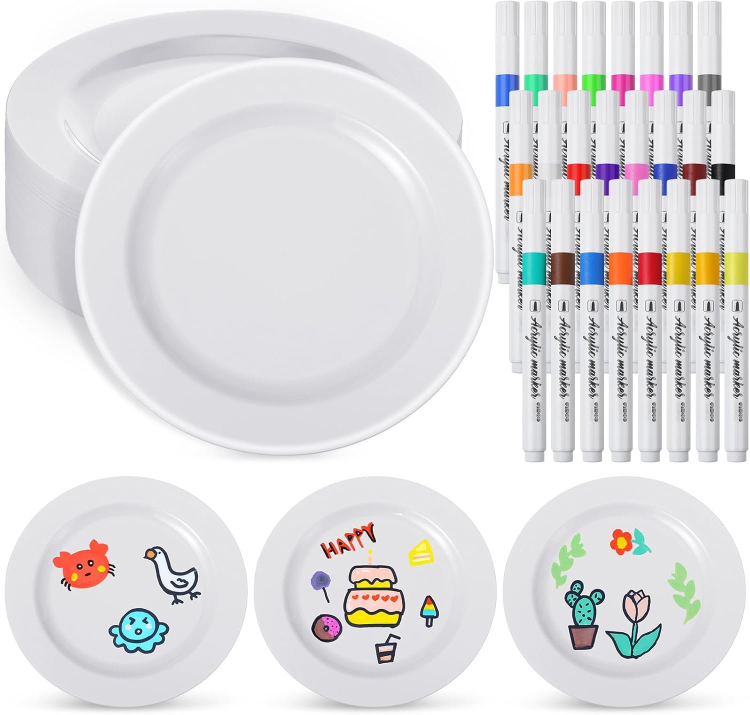 Amazon.com : Tiangrid 78 Pcs White Plastic Flying Discs Set DIY Plastic ...