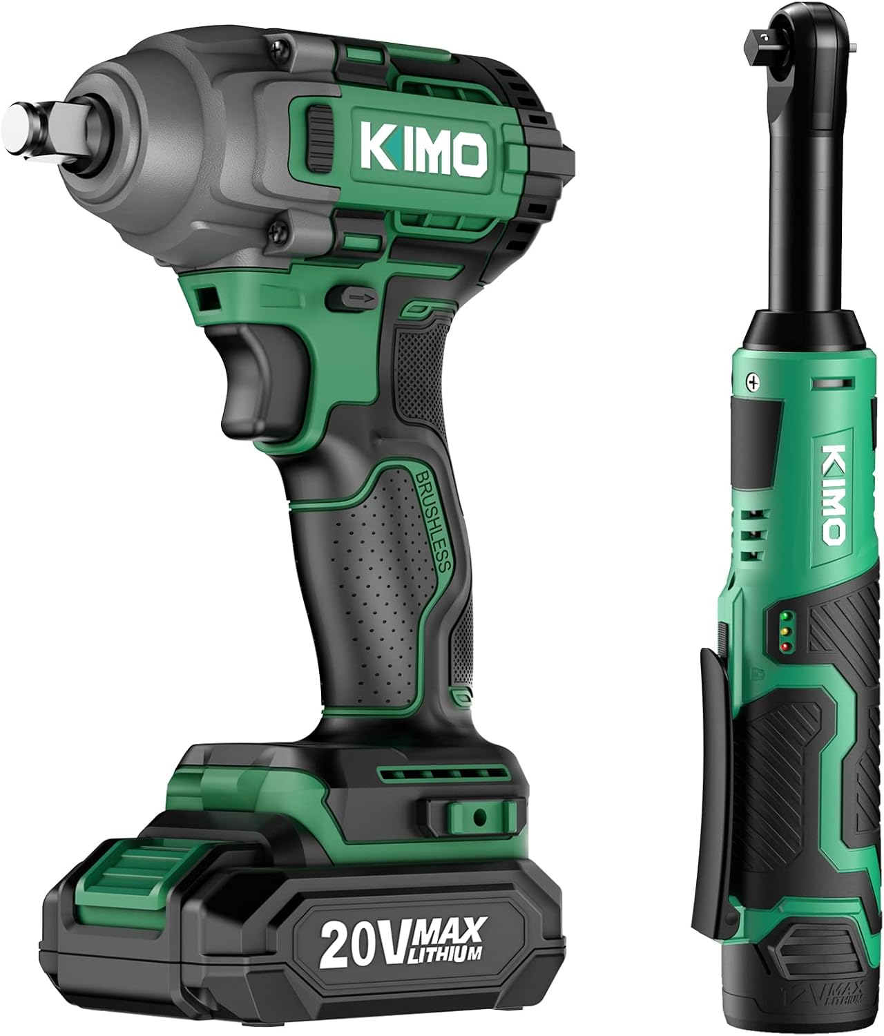 KIMO Cordless Impact Wrench, 1/2 Impact Gun with 3.0Ah Li-ion Battery ...