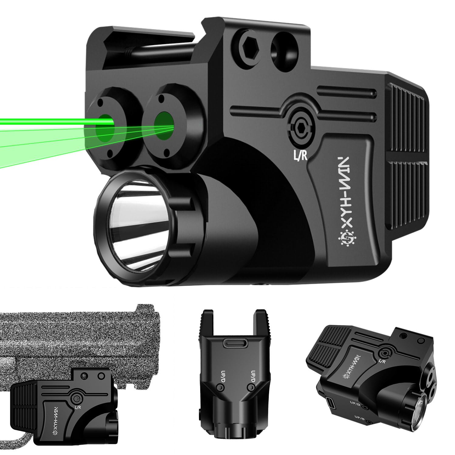 Buy 600 Lumens Flashlight Green/Blue/Red/IR Laser Combo, Pistol Light ...