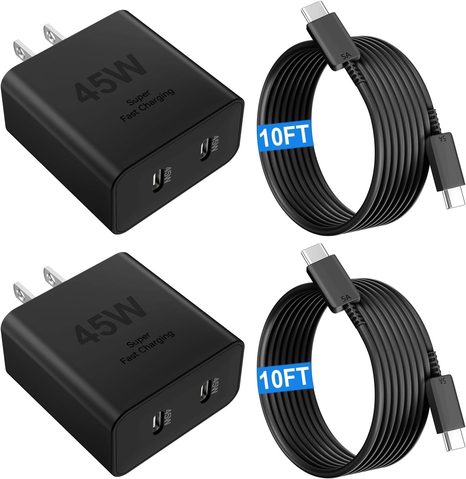 Amazon.com: 45W Samsung Charger, 10FT USB C Charger 2-Pack iPhone 15 16 ...