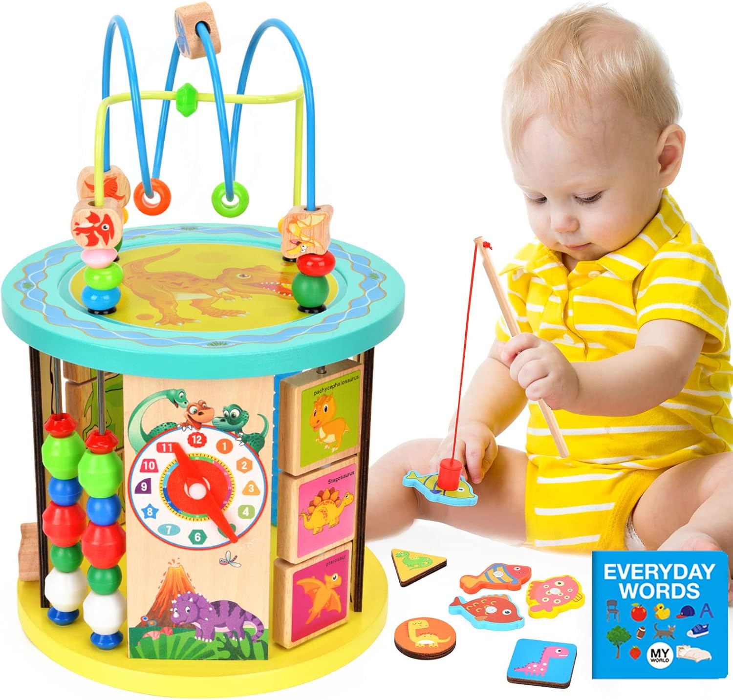 Amazon.com: Locababy Activity Cube 10-in-1 Wooden Educational, Baby ...