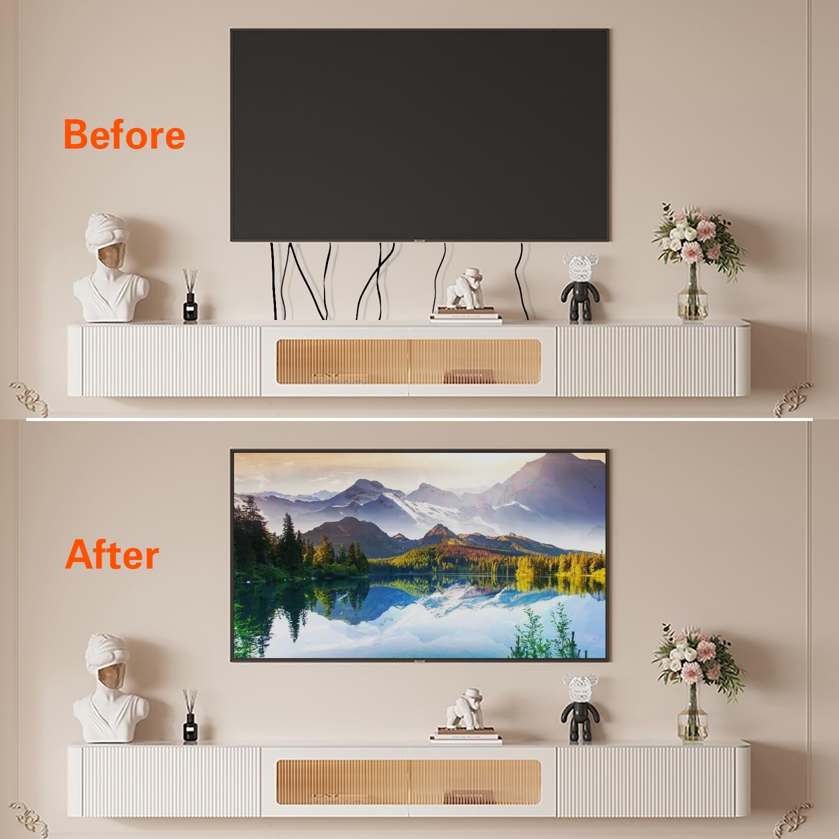 Wall Mount Tv Wire Management Home Theater TV Power Kit With Cable