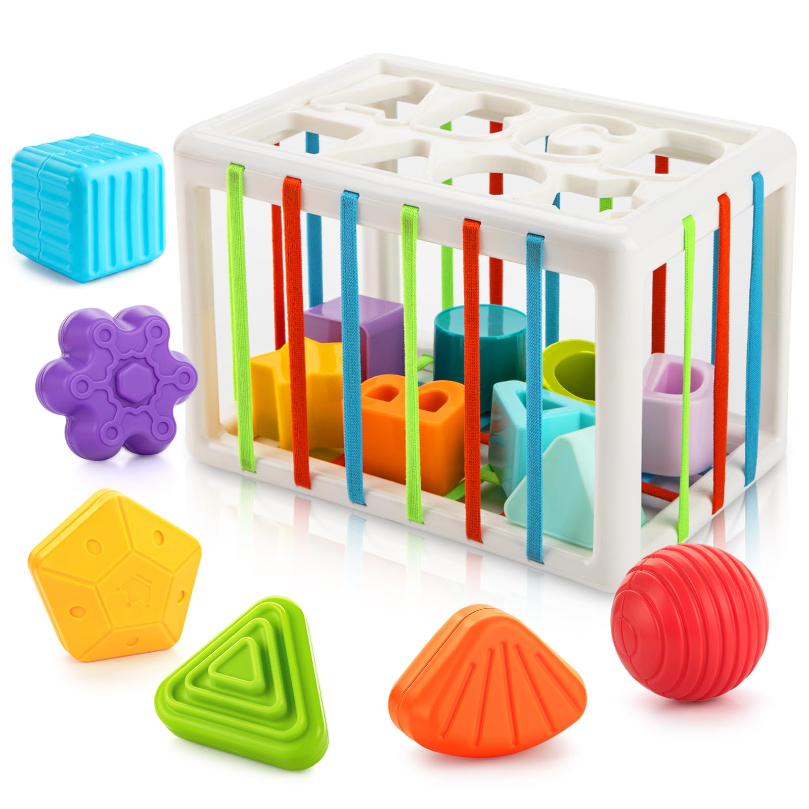 Snapklik.com : Sensory Toys Shape Sorter, Baby Blocks Colorful Textured ...