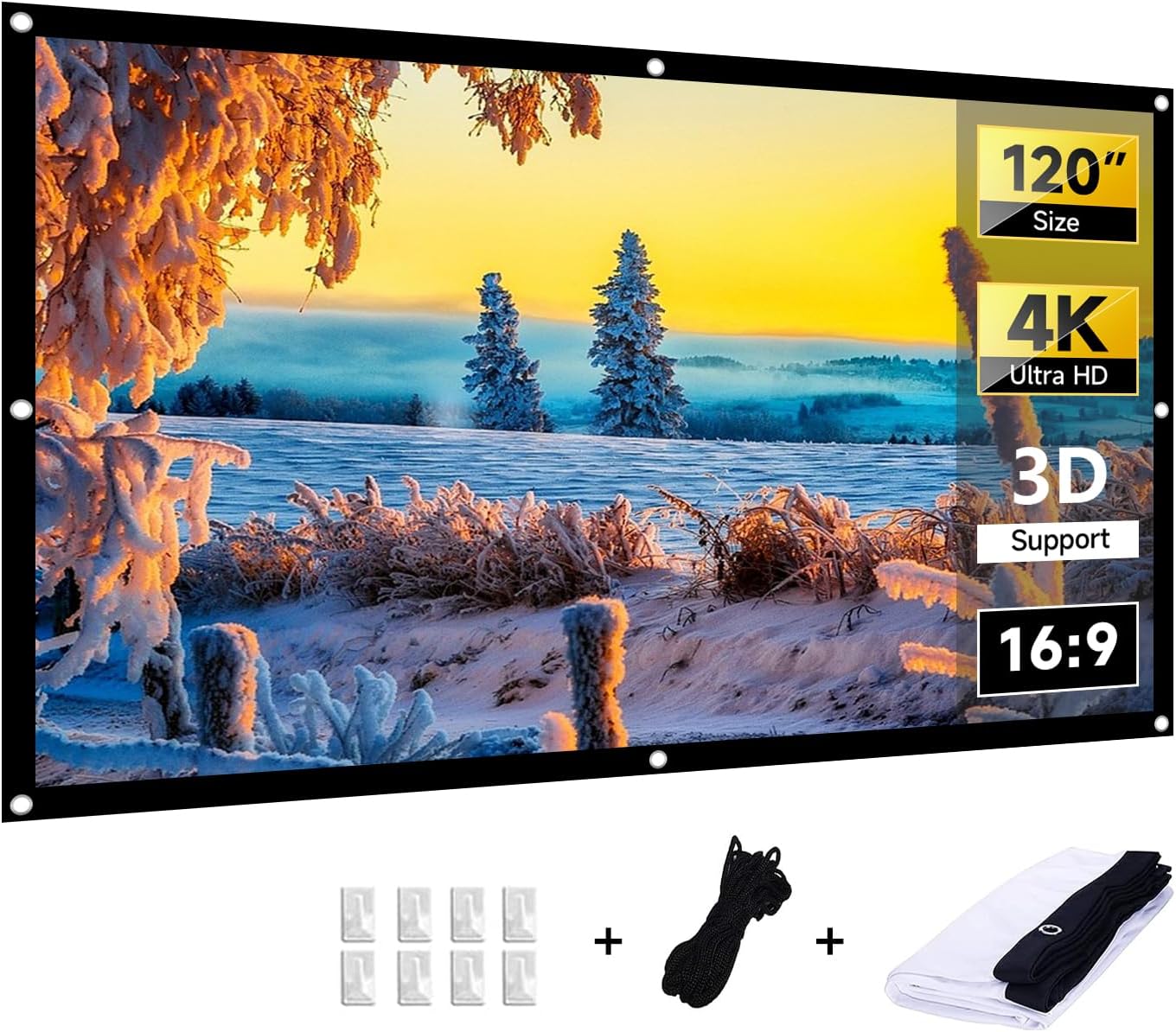 Amazon.com: Powerextra Projector Screen 120 inch 16:9 HD Foldable Anti ...