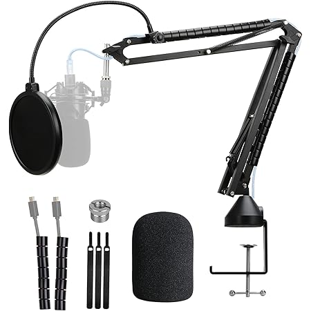 Amazon.com: AT2020 Mic Stand with Shock Mount and Pop Filter ...