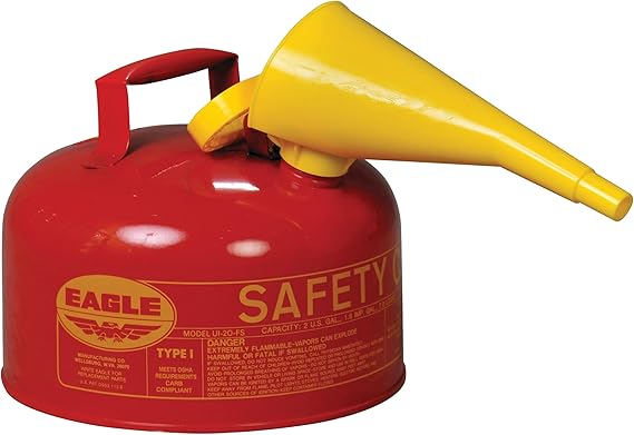 Amazon.com: Eagle 2 Gallon Type I Red Safety Gas Can for Gasoline with ...