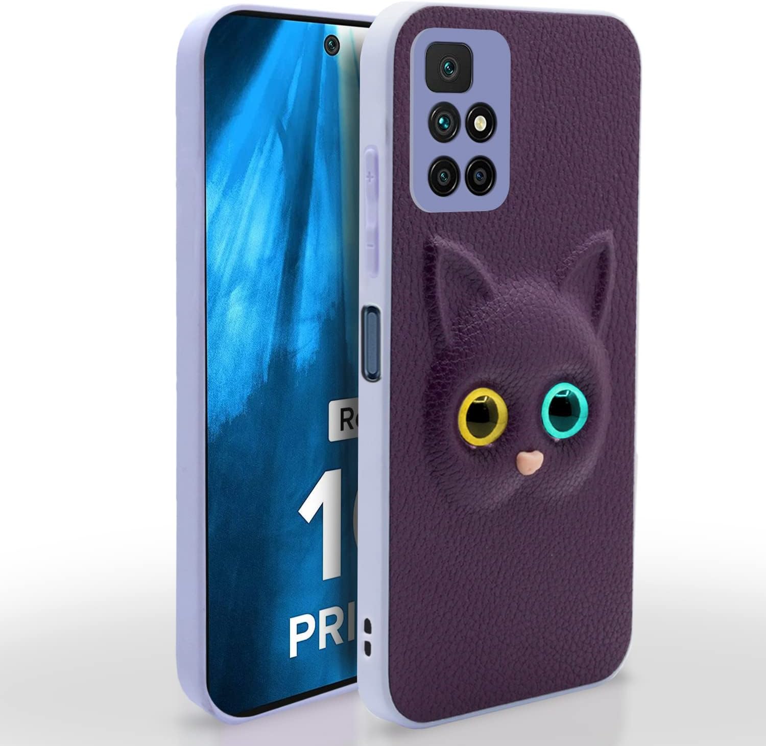Pikkme Mi Redmi 10 Prime Back Cover for Girls | Cute Cat Leather Finish ...