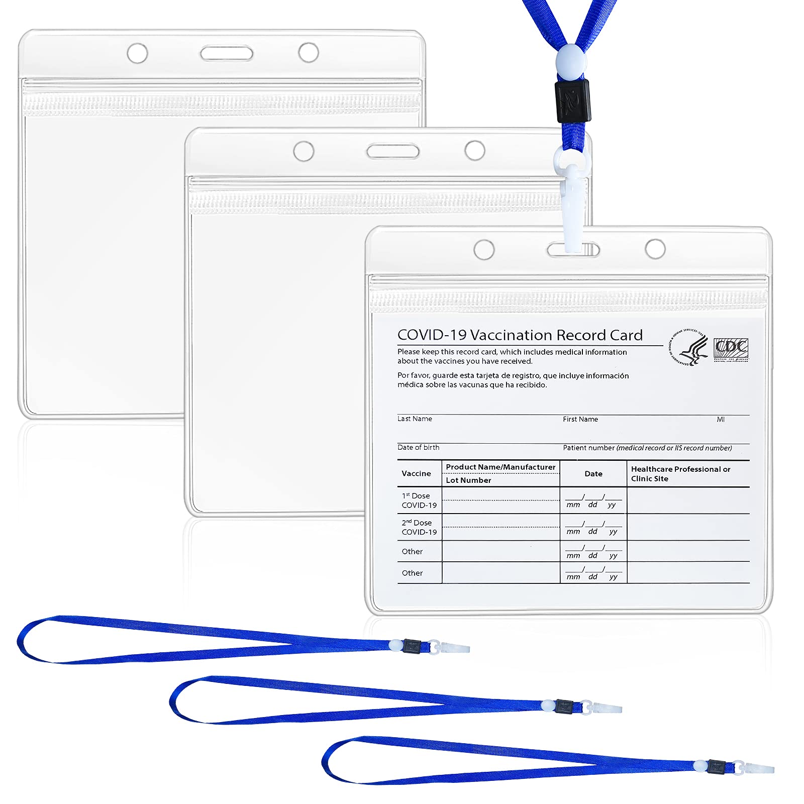 Amazon.com : 3 Pack CDC Vaccination 4×3 Card Protector, Name Tags Badge ...