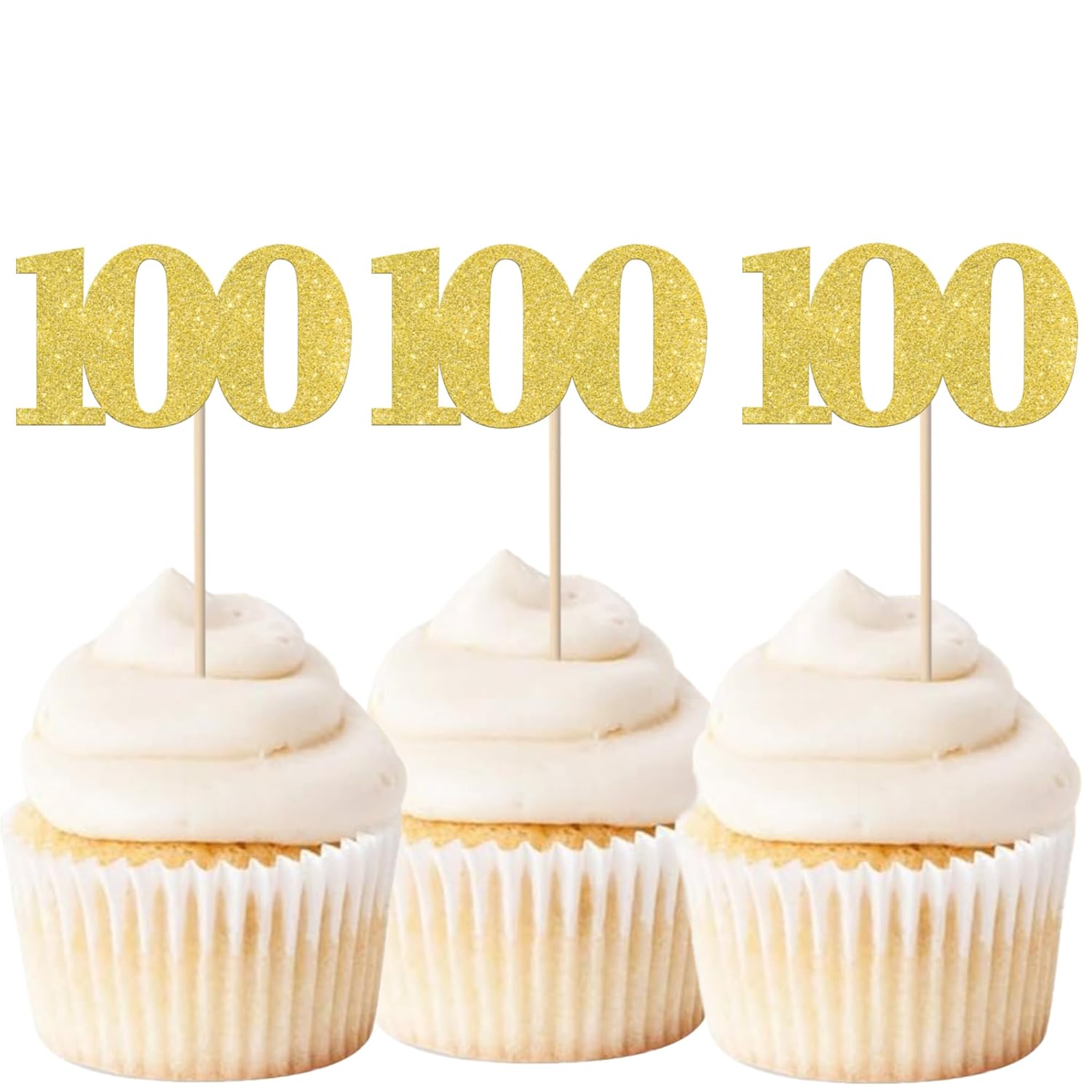 Amazon.com: 30 PCS Number 100 Cupcake Toppers Glitter Happy 100 Days ...