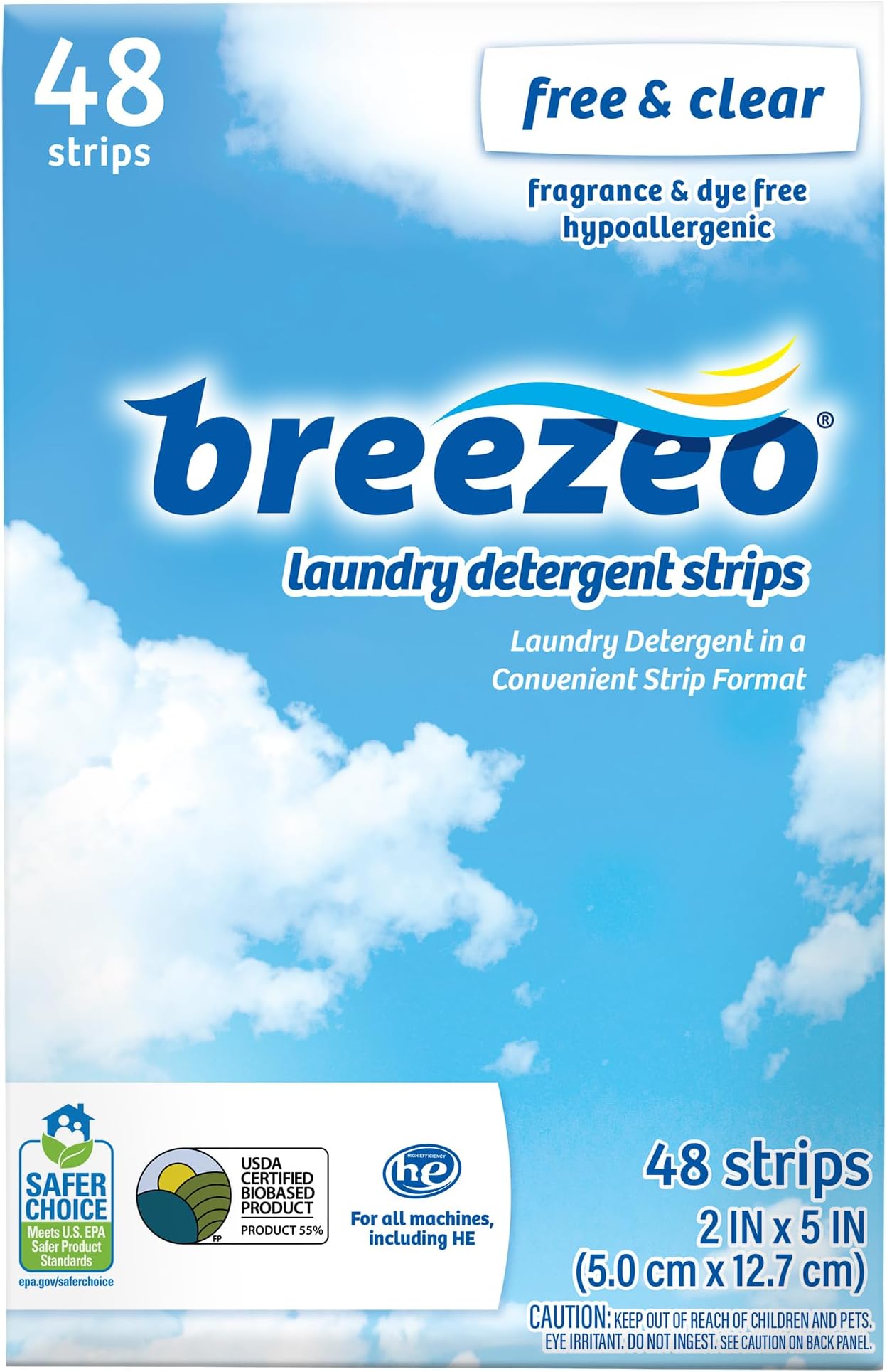 Amazon.com: Breezeo Laundry Detergent Strips (48 strips) – Free & Clear ...