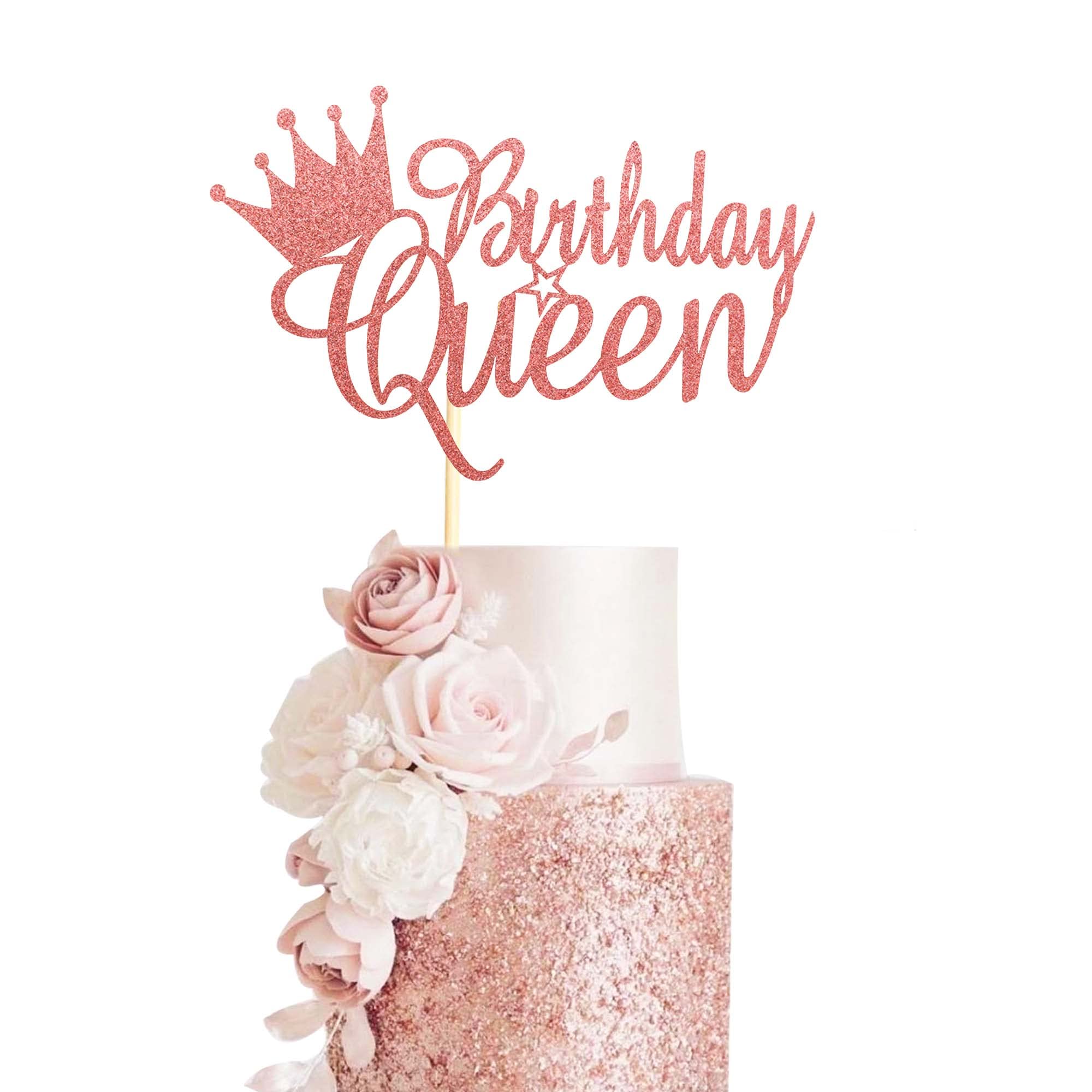 Amazon.com: Arthsdite Queen Birthday Cake Topper Happy Birthday Cake ...