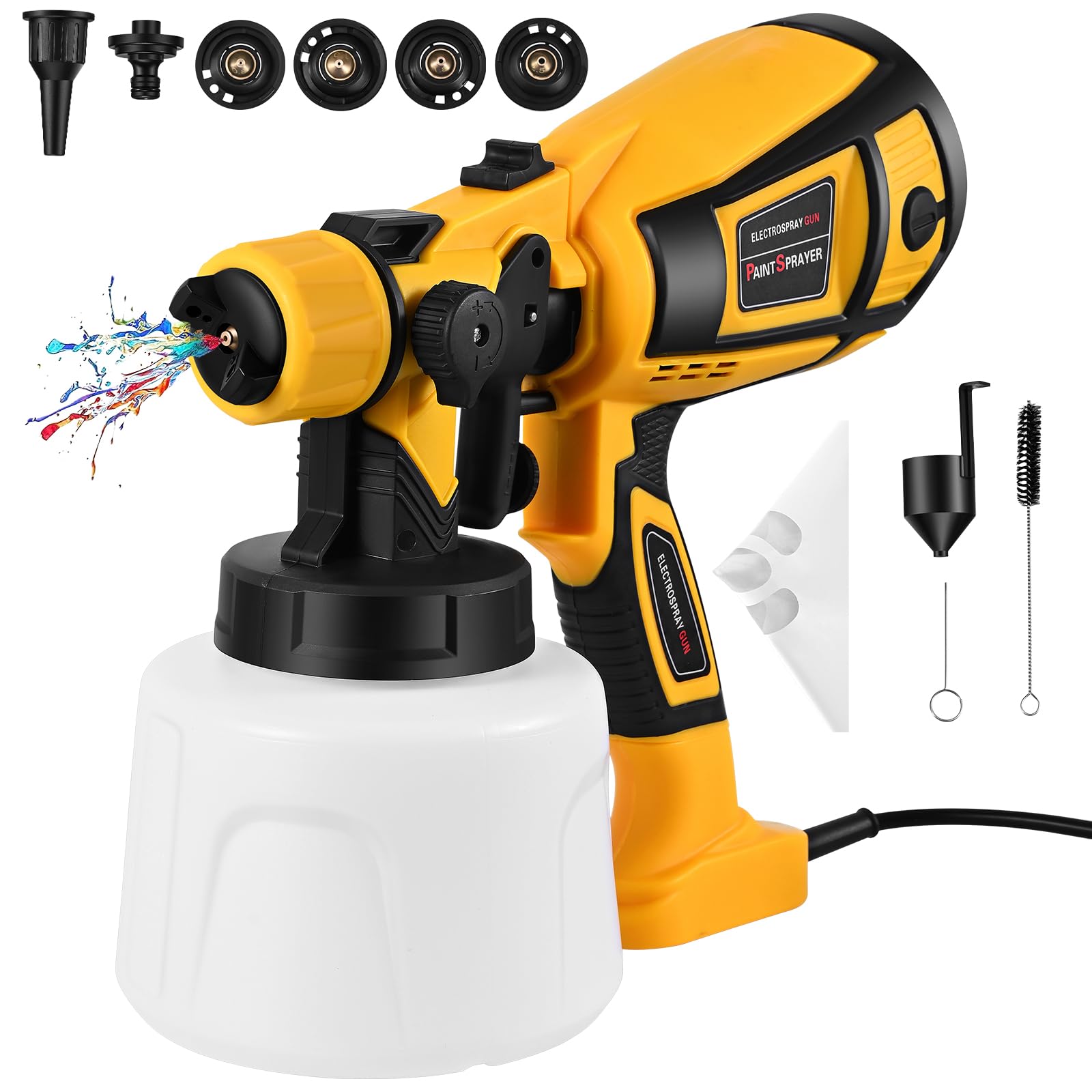Couleeur Paint Sprayer, 800W HVLP Paint Spray Gun,1400ml Electric Paint ...