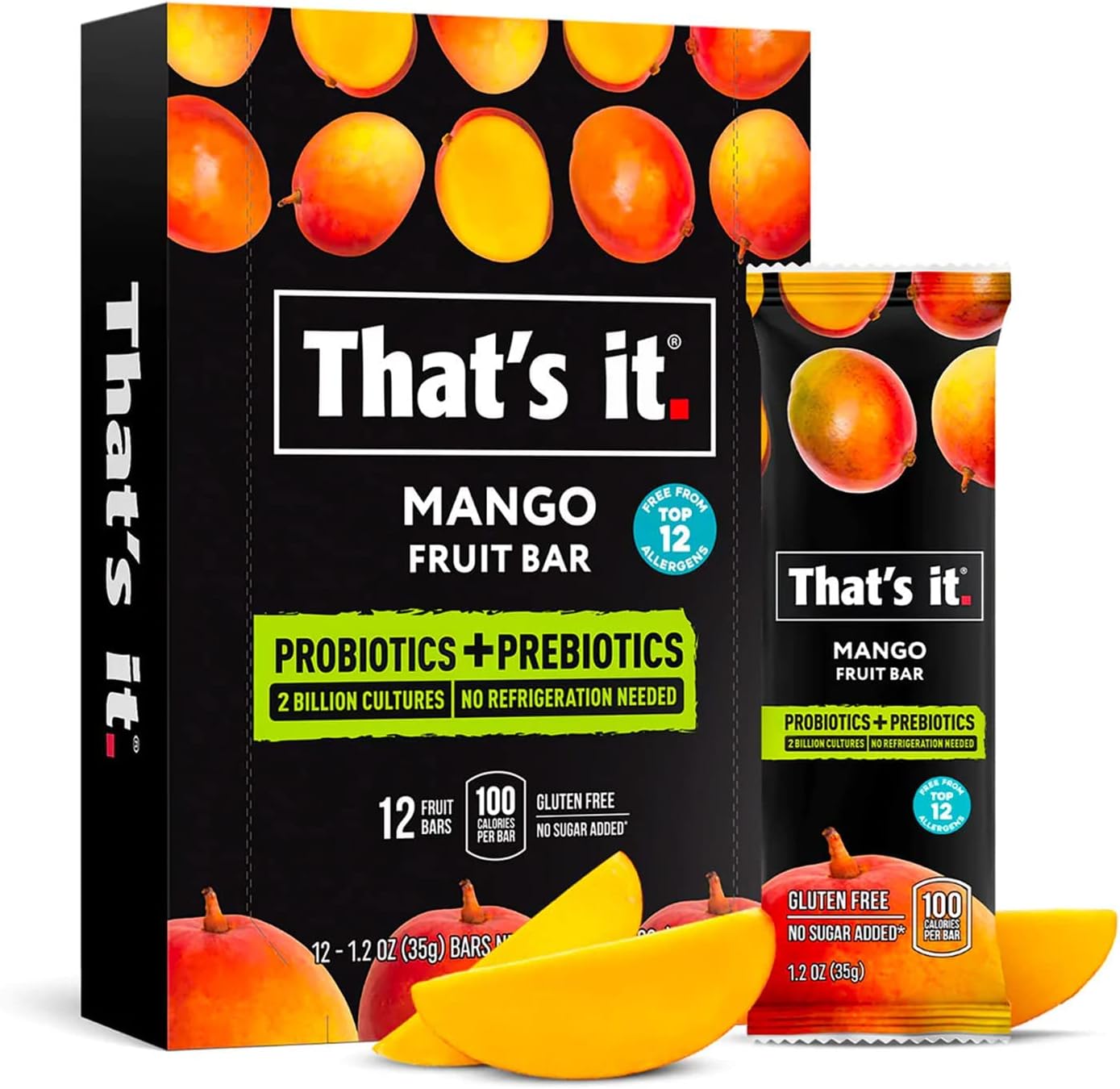 Amazon.com: That’s it. (12 Pack Mango) Probiotic Fruit Bar Immunity ...