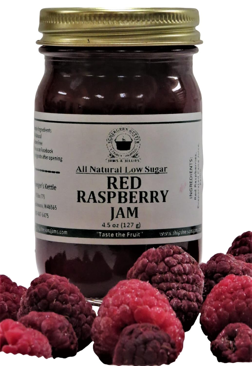 Amazon.com: Red Raspberry Jam, All Natural/Low Sugar, 18 oz : Grocery ...