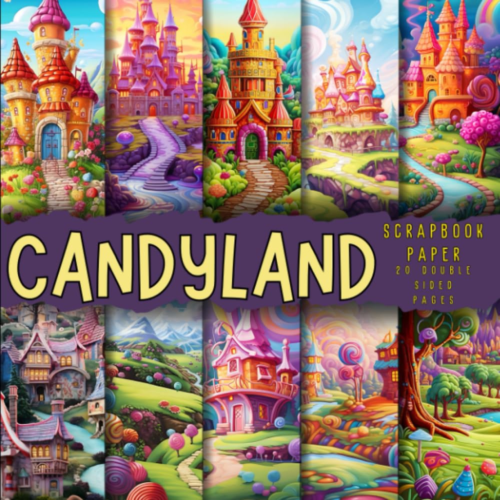 Candyland scrapbook paper, 8.5x8.5, 10 Designs, 20 Double-Sided Sheets ...