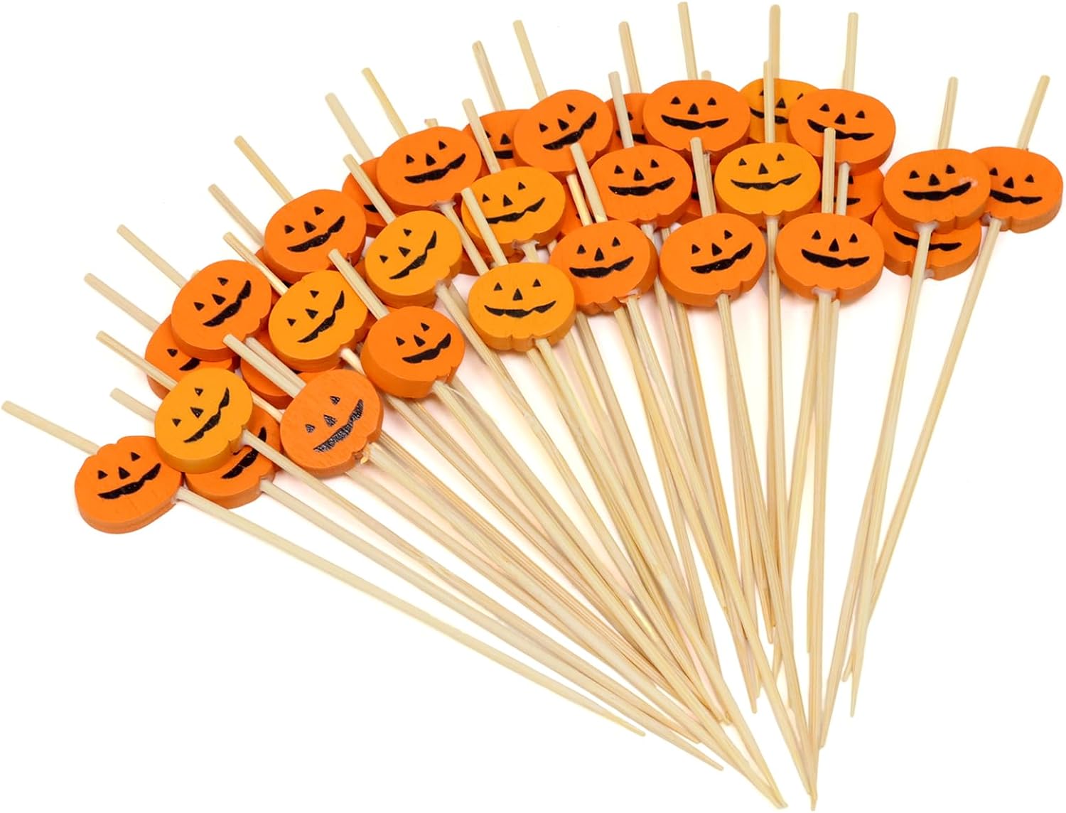 Amazon.com | Honbay 100PCS Fall Pumpkin Bamboo Cocktail Picks Fruit ...