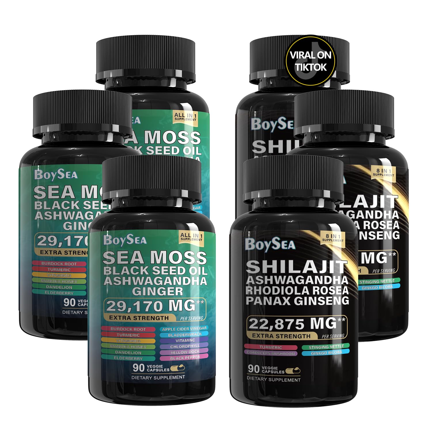 Amazon.com: Boysea.Shilajit and Sea Moss Bundle - 90 Count - Sea Moss ...