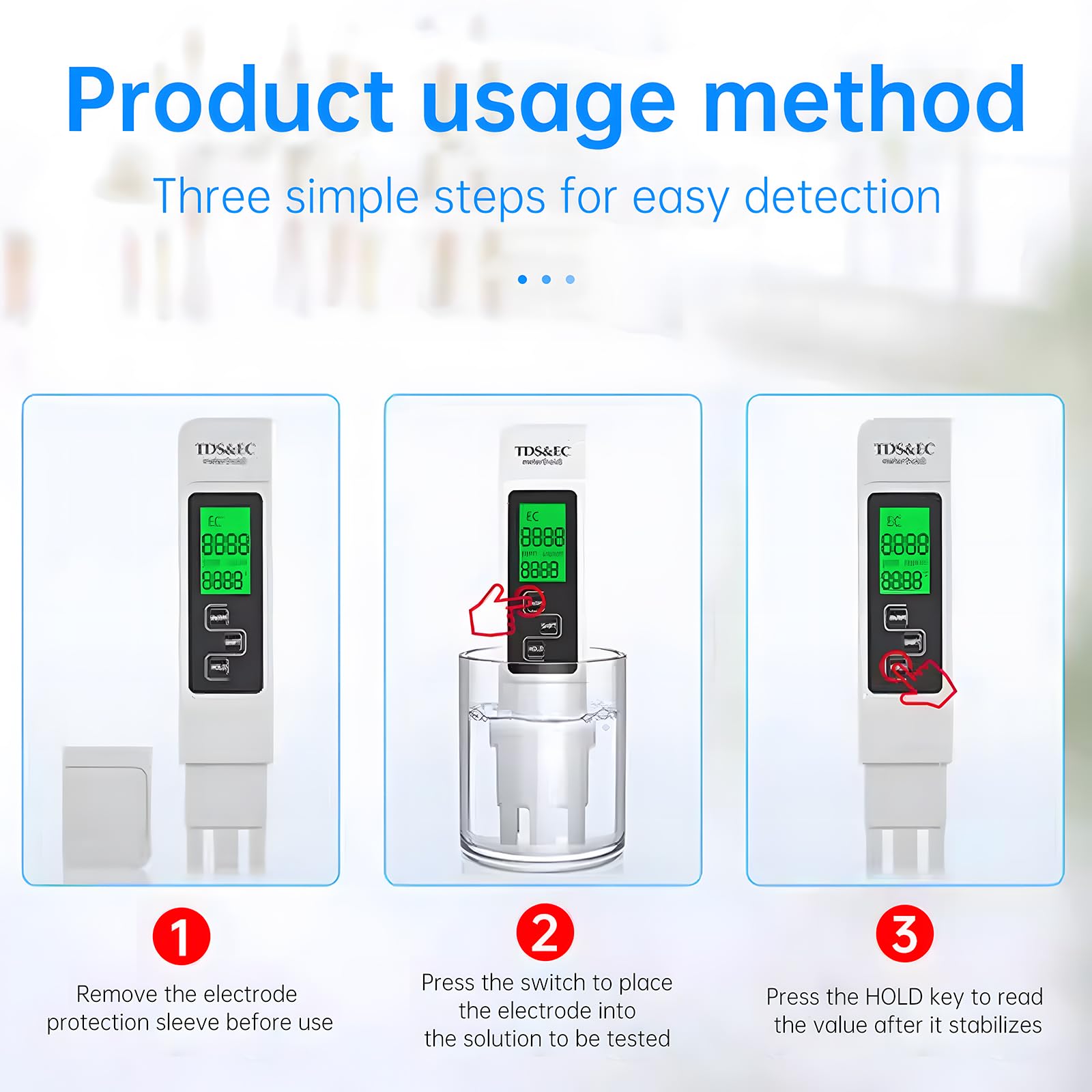 3-in-1 TDS Temperature EC Meter For Pools Aquariums 3-in-1 Water ...