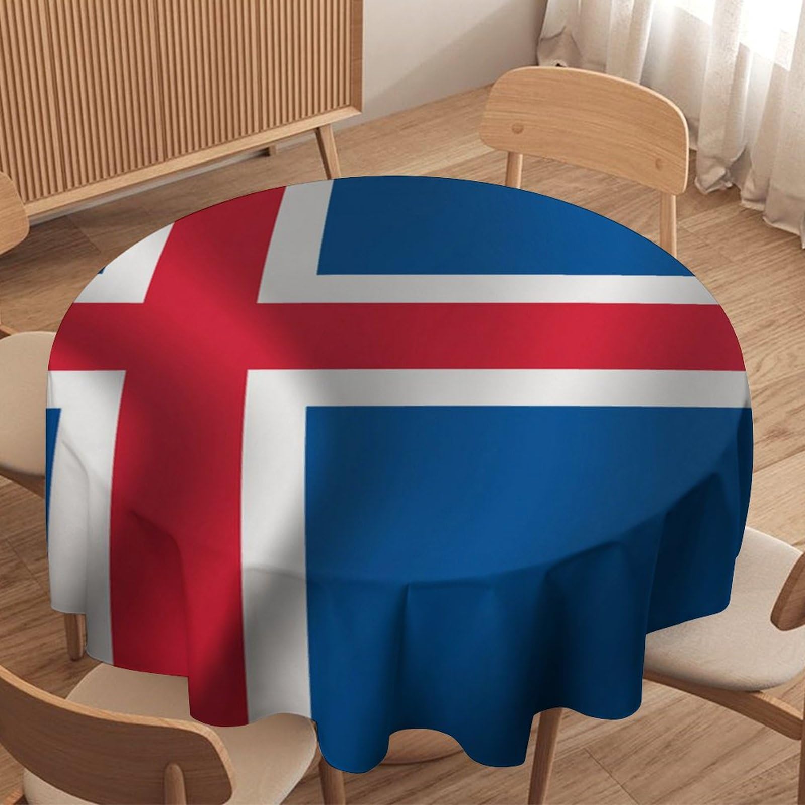 Amazon.com: JZDACH Round Tablecloth Flag of Iceland Icelandic National ...