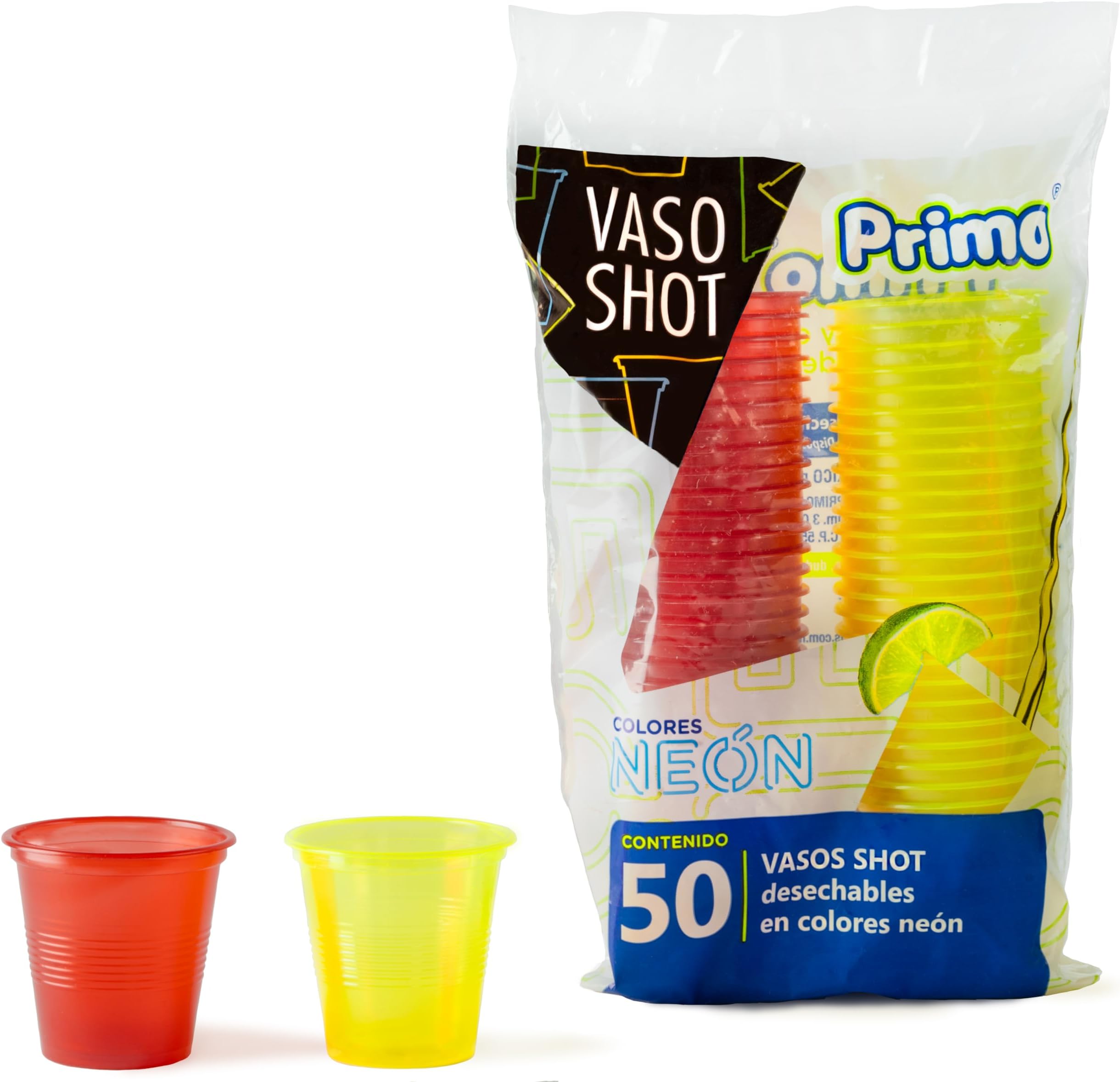 PRIMO Vaso Shot Neon 2 OZ | 50 Vasos Desechables para Fiesta Neon ...