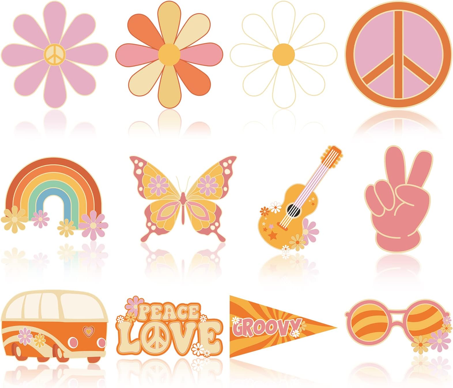 Amazon.com: AnyDesign Groovy Boho Flowers Cutouts Flower Shaped Cut ...