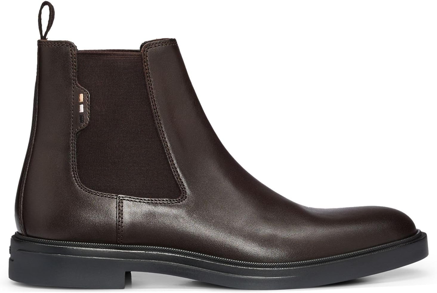 BOSS Mens Calev Cheb Leather Chelsea boots with signature-stripe detail ...