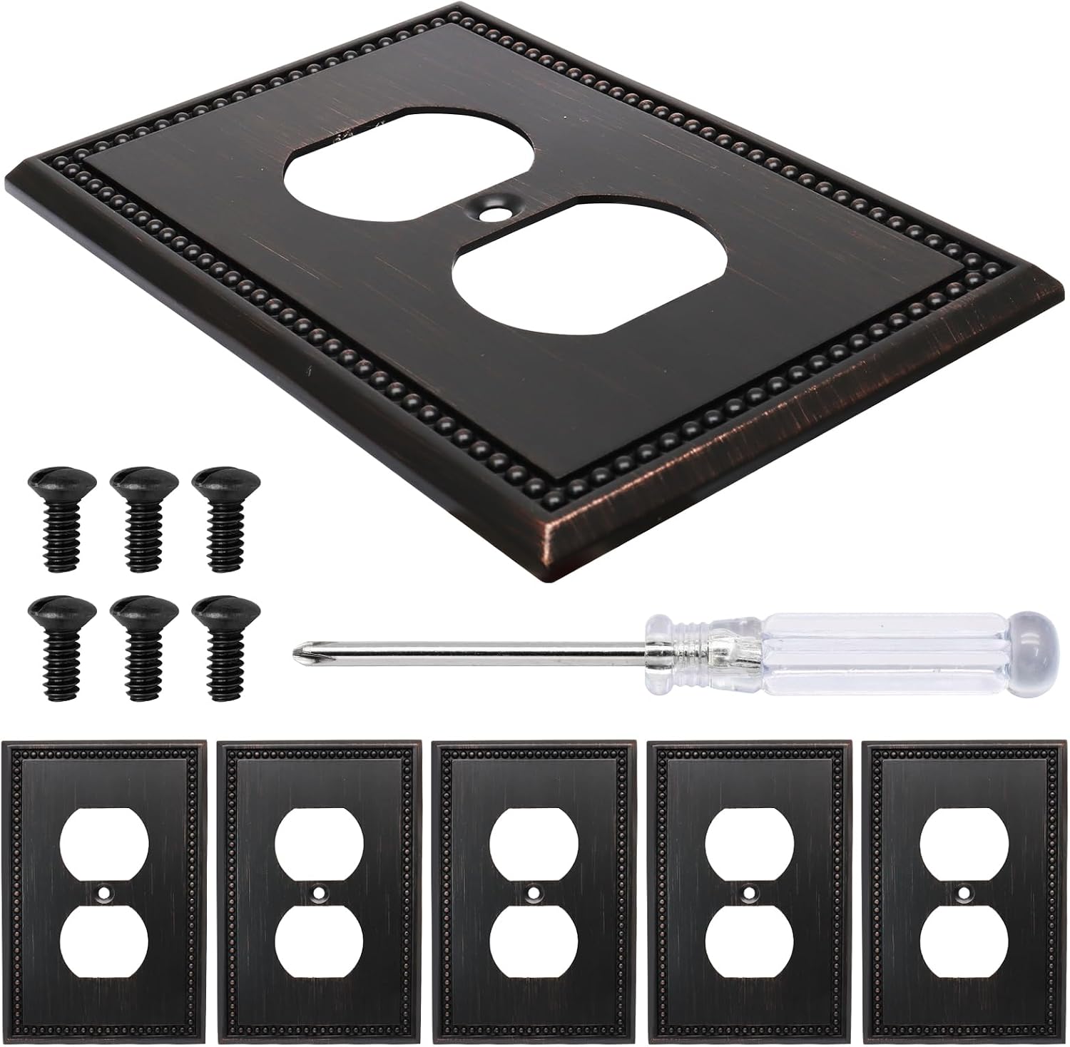 LifCratms 6 Pack Aged Bronze Duplex Outlet Cover, Metal Pearls ...