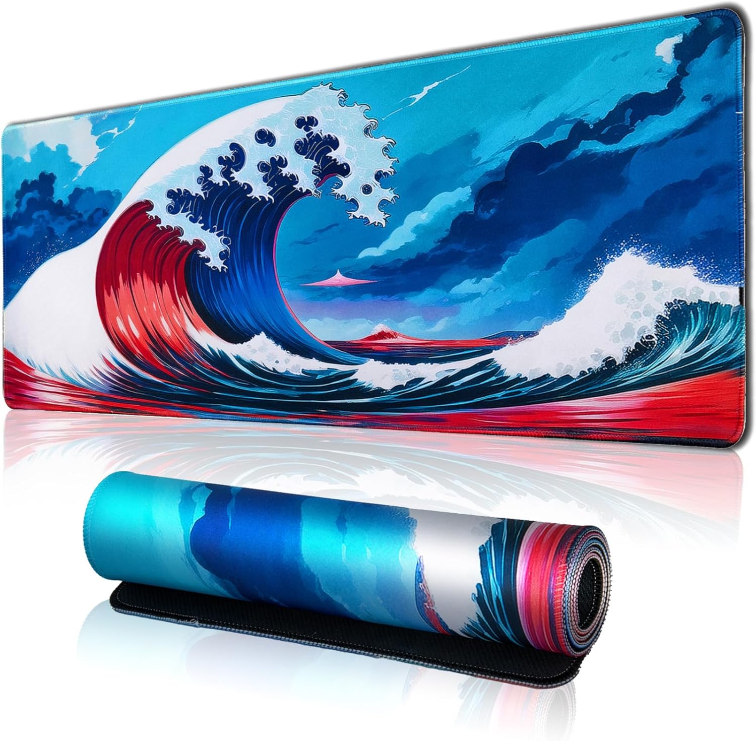 Amazon.com : Hopipad Japanese Style Waves Large Gaming Mouse Pad for ...