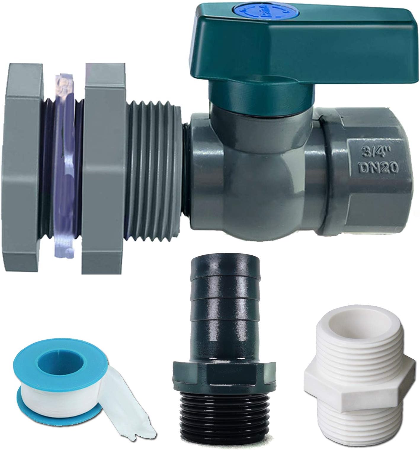 Amazon.com: Rain Barrel Spigot PVC Drain Valve Faucet with Bulkhead ...