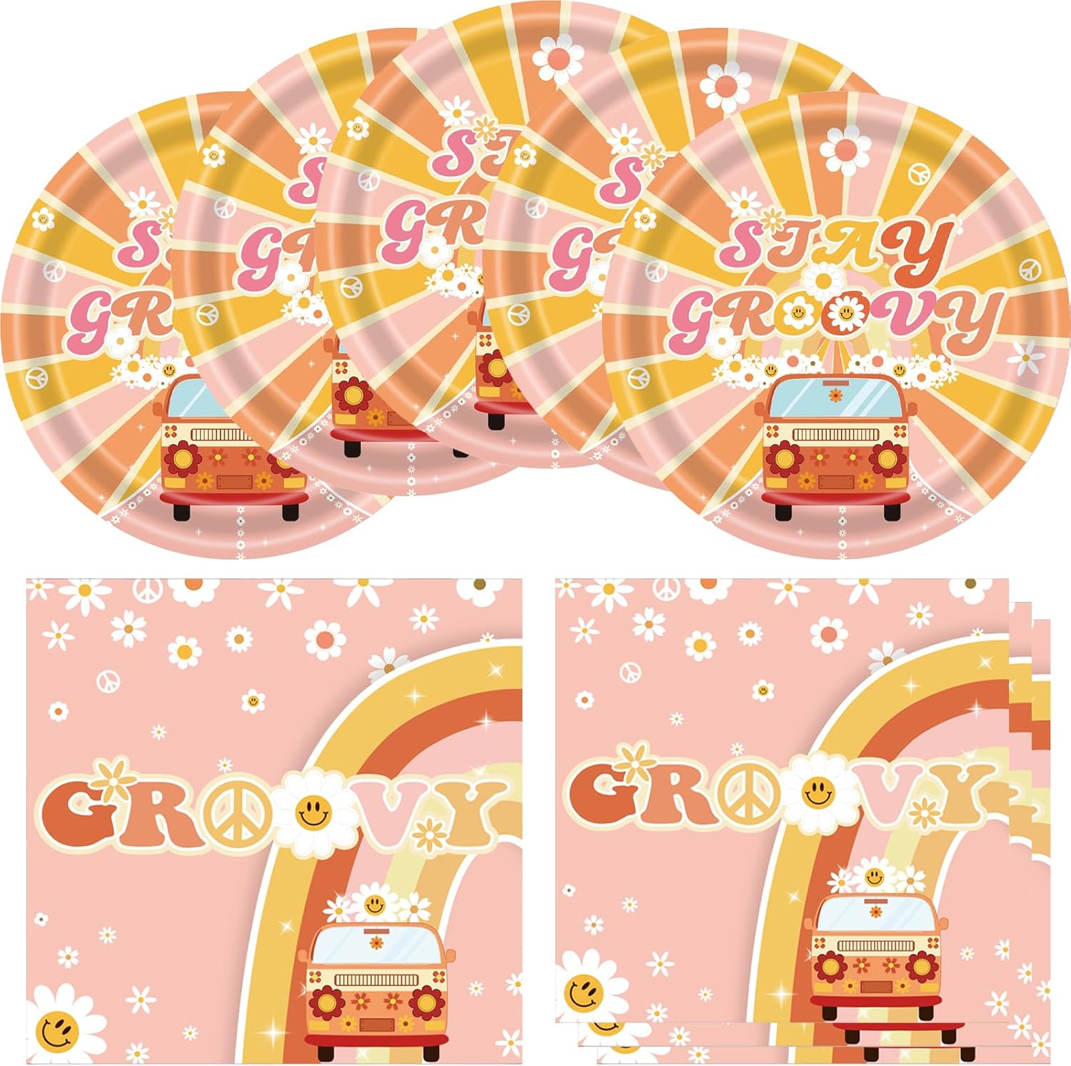 Amazon.com: Groovy Birthday Party Supplies, Include 20 Groovy Plates ...