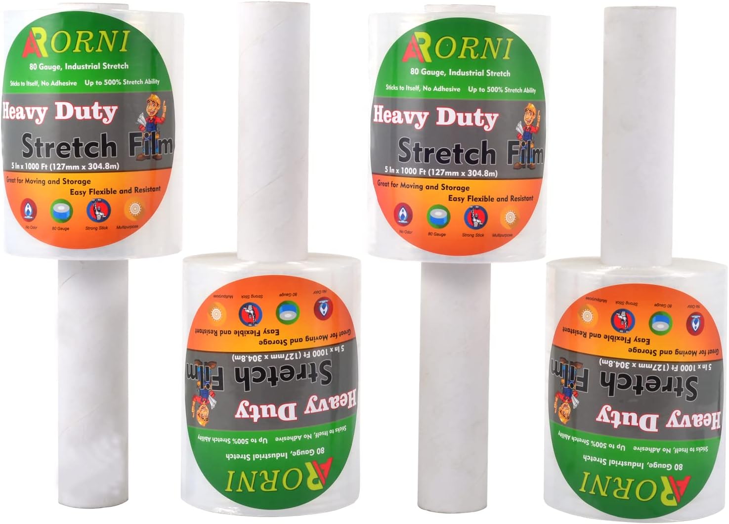 Amazon.com : Stretch Film Wrap Roll 5" 1000 Ft 80 Gauge Shrink Wrap ...