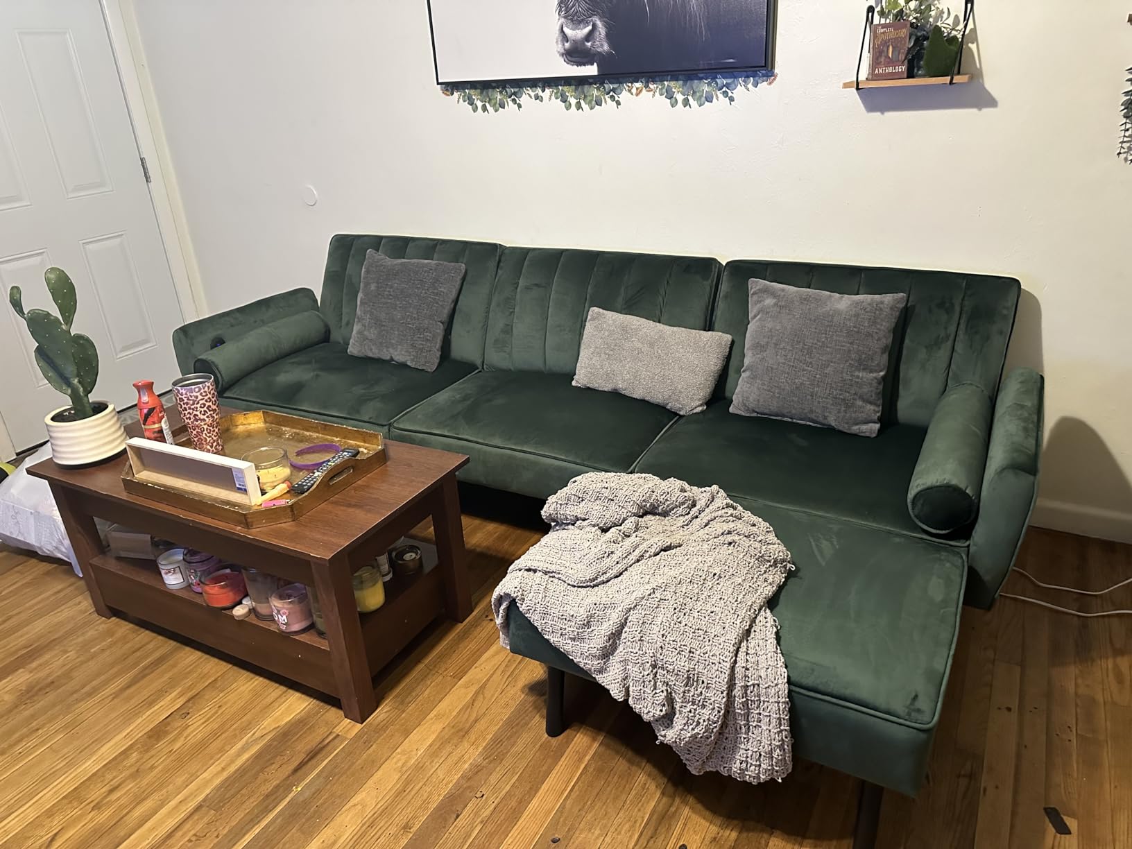 $37/mo - Finance DURASPACE Velvet Sectional Convertible Sofa, 107" L ...